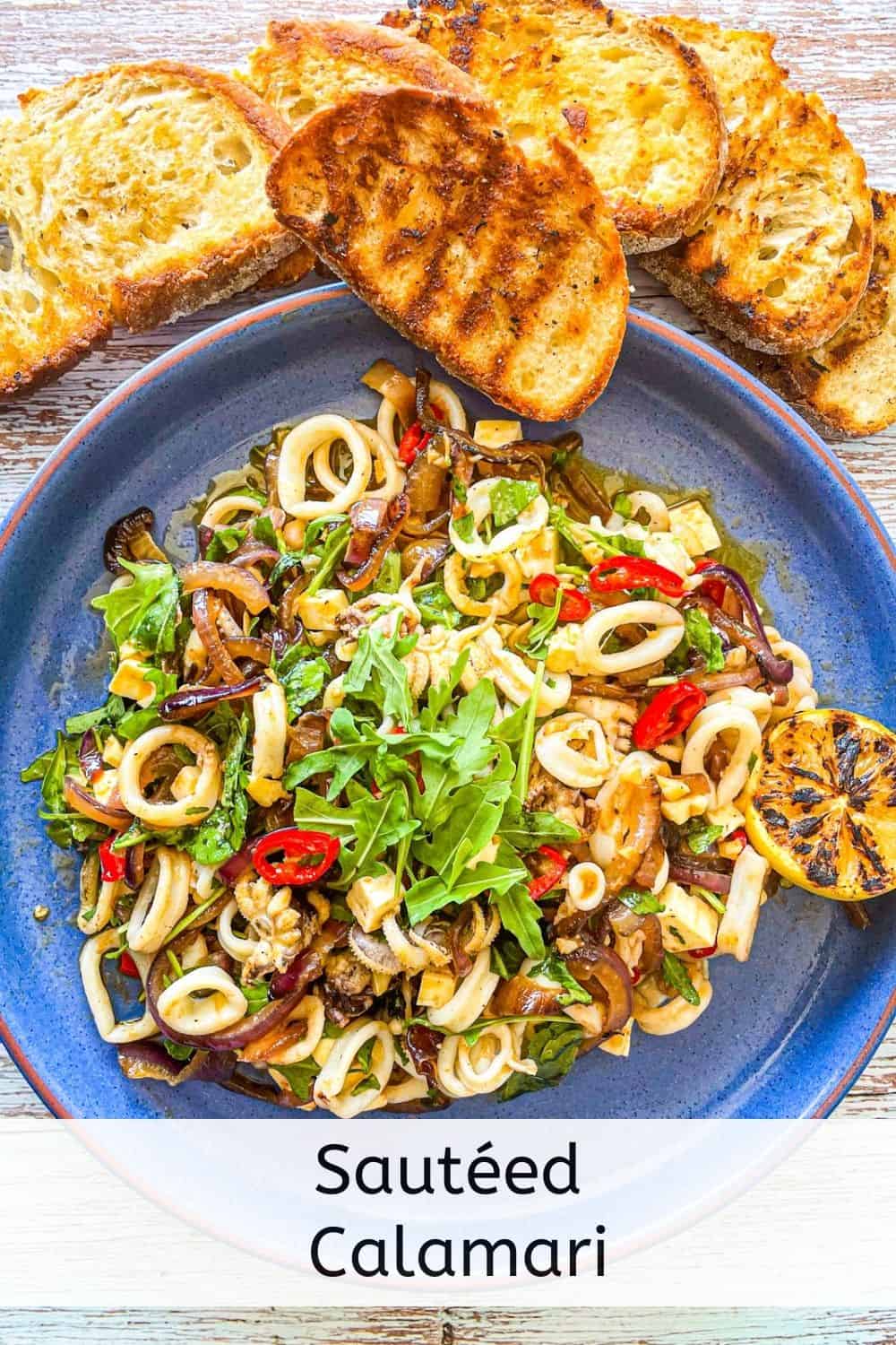 Sautéed Calamari with Roasted Garlic, Chilis and Feta - Weekday Pescatarian