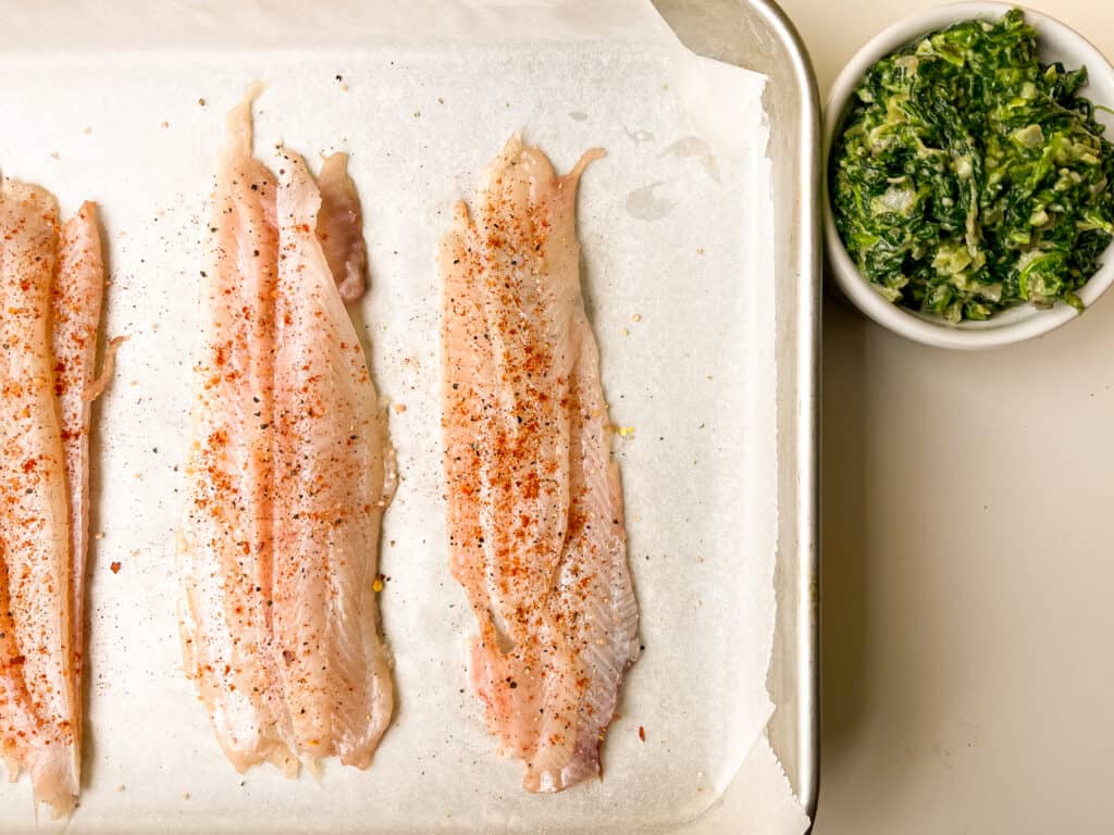 Simple Homemade Stuffed Flounder Florentine - Weekday Pescatarian