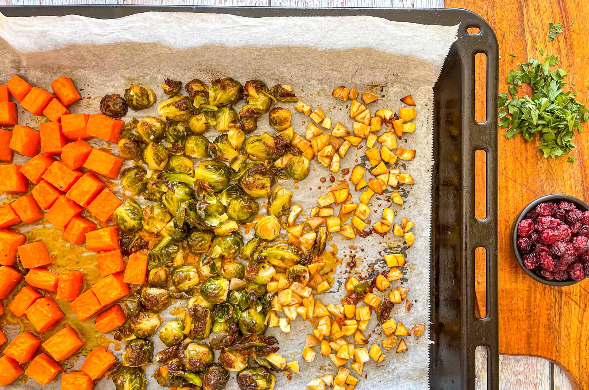 Easy Maple Roasted Sweet Potatoes & Brussels Sprouts with Chestnuts ...