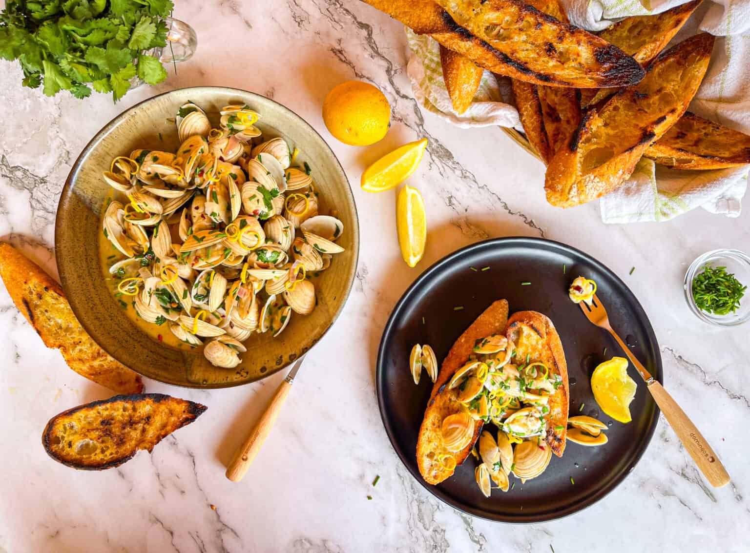 Steamed Clams in Buttery Herb Broth (Wine Free!) - Weekday Pescatarian