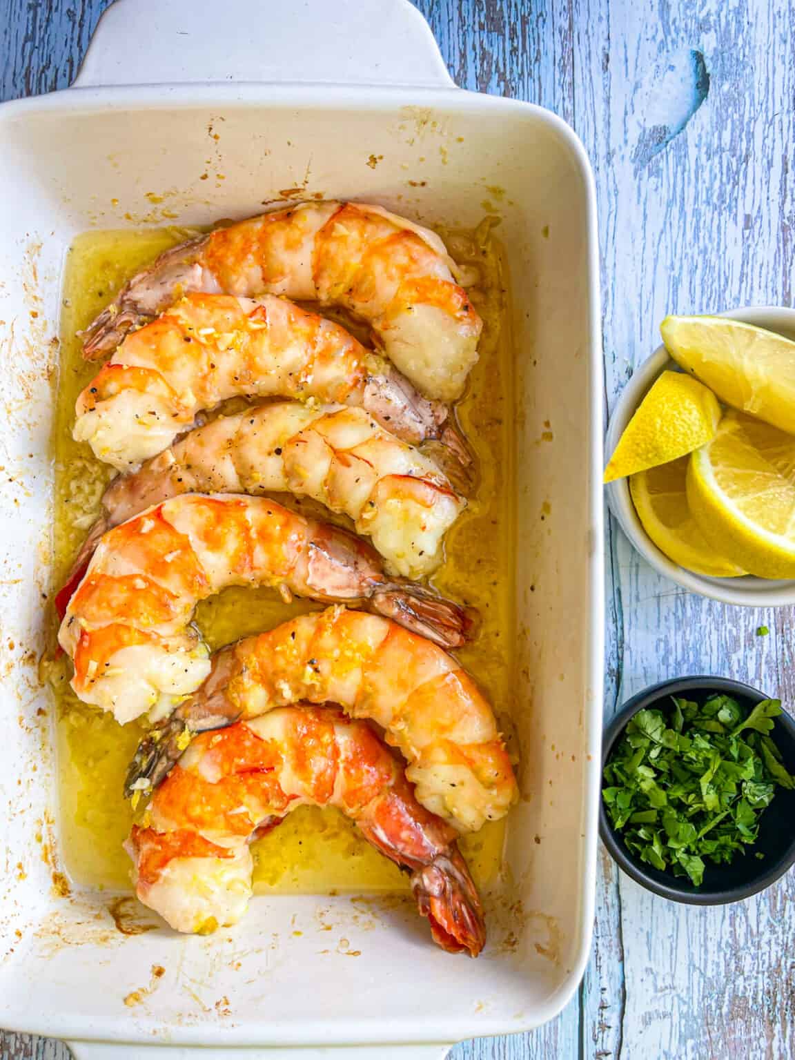 Baked Colossal Shrimp with Lemon Garlic Butter Sauce - Weekday Pescatarian