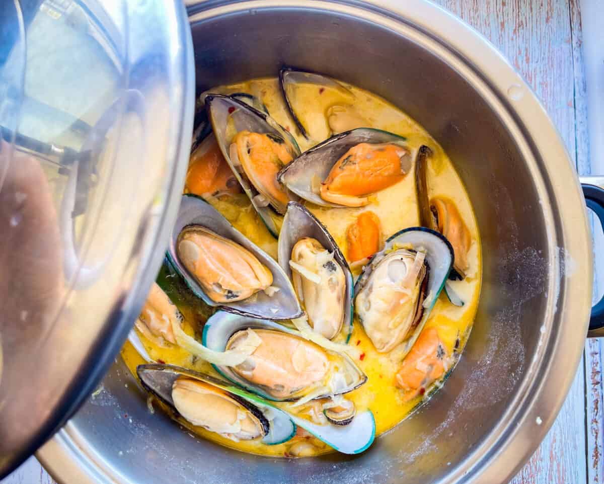 Green Mussels Recipe with White Wine (Fennel and Shallots)