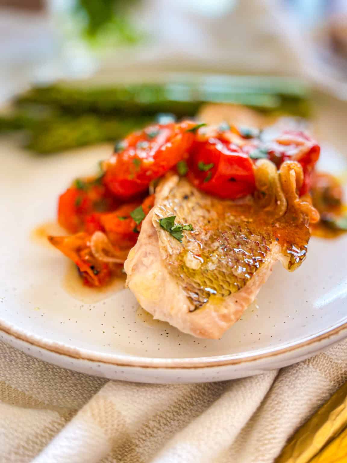 Roasted Red Snapper with Cherry Tomato Vinaigrette - Weekday Pescatarian