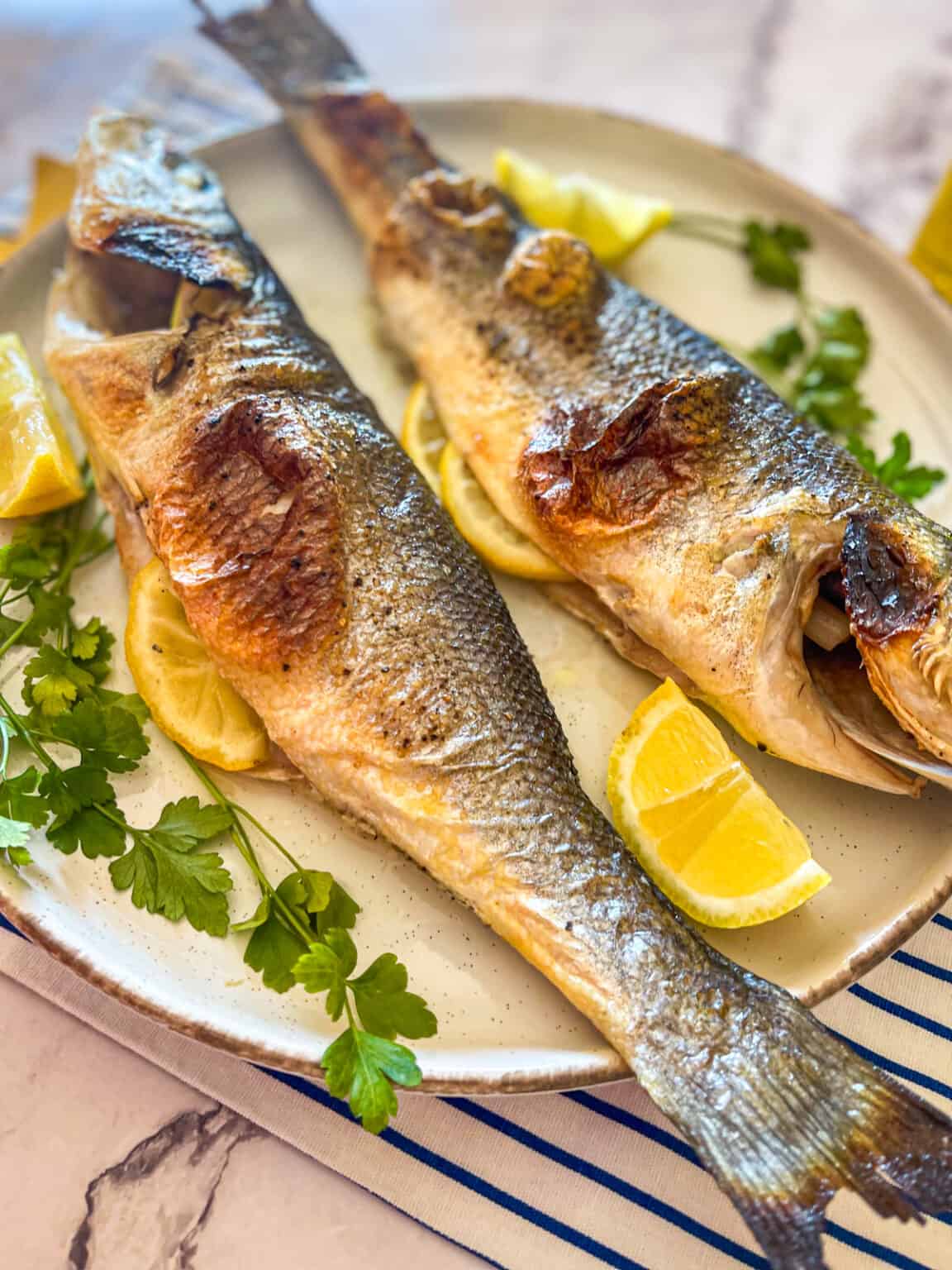 Roasted Whole Branzino Fish with Lemon - Weekday Pescatarian