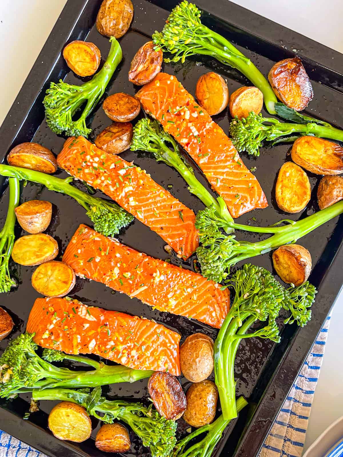 Garlic Herb Marinated Salmon (Sheet Pan Dinner)